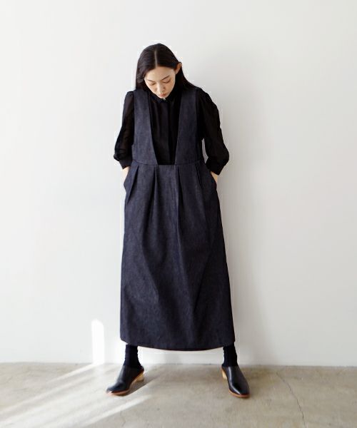 Mochi モチ silk denim jumper skirt ジャンパースカート Mochi モチ silk denim jumper skirt ジャンパースカート